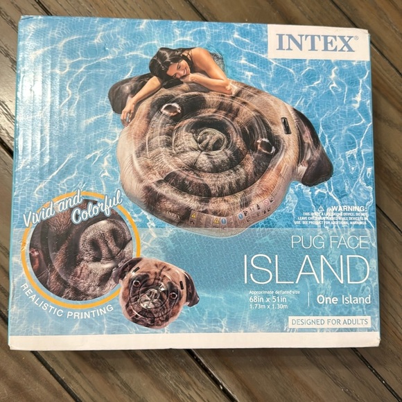 Intex | Games | Nwt Pug Face Island Swimming Pool Floatie Durable ...